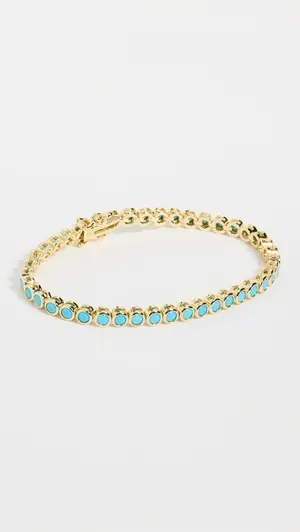 ADINA EDEN Cz Bezel Tennis Bracelet - Turquoise