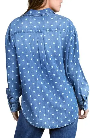BILLY T Dot Print Denim Popover Shirt