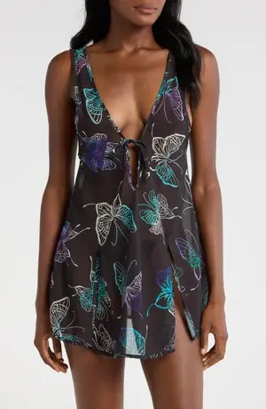 HAUTY Mariposa Babydoll Chemise - Black