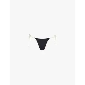 Monday Swimwear Palma Self-tie Bikini Bottom - Black/ivory Rec
