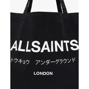 ALLSAINTS Logo-print Cotton Tote Bag - Black/chalk