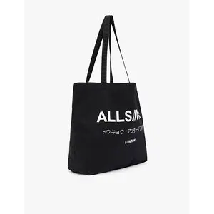 ALLSAINTS Logo-print Cotton Tote Bag - Black/chalk