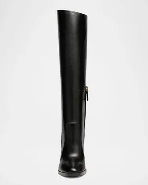 Santoni Andy Leather Knee Boots - Black