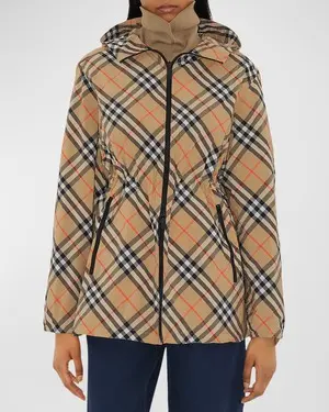 Burberry Burberry Check EKD Embroidered Hooded Windbreaker - Sand Ip Check