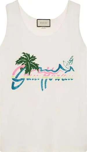 Gucci Hawaii Print Tank Top - White