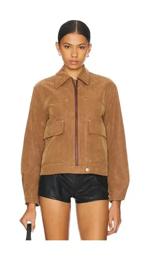 Free People We The Free Blair Faux Suede Jacket - Caramel Cafe