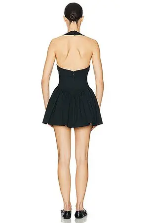 HELSA Faille Halter Mini Dress - Black