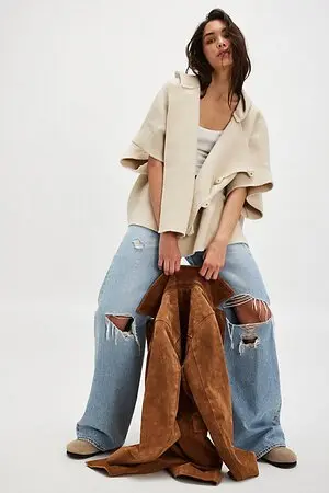 Free People Toggle Poncho - Cream
