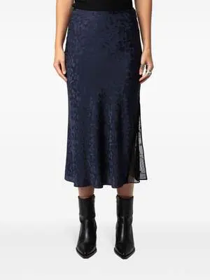 Zadig&Voltaire Jayla Leopard Print Silk Skirt - Blue