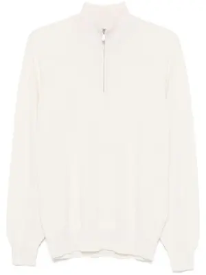 Brunello Cucinelli Cashmere Zip Sweater - White