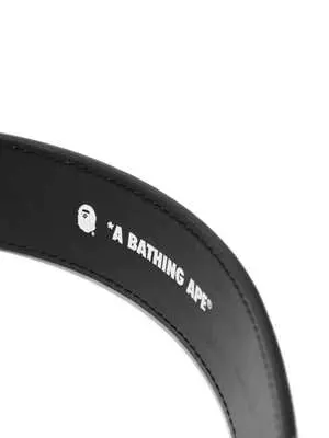 A BATHING APE Logo-print Leather Belt - Black