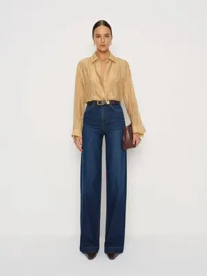 REFORMATION Bex Super Stretch High Rise Wide Leg Jeans Blue