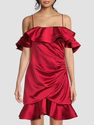 UNGARO Axelle Ruffled Satin Minidress