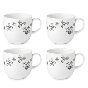 Kate Spade New York Garden Doodle Mugs, Set Of 4 - White/black