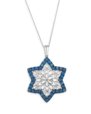 Bloomingdale'S Sapphire Filigree Star Pendant Necklace - Blue/white