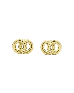 Lagos Signature Caviar Interlocking Stud Earrings - Gold