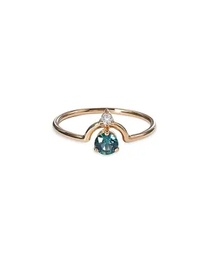 WWAKE 14k Yellow Gold Sapphire And Diamond Ring - Blue/gold