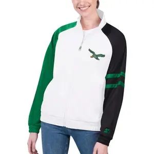 STARTER Philadelphia Eagles Curve Ball Raglan Full-zip Track Jacket