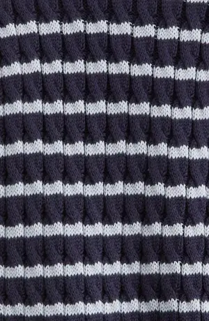 Nordstrom Cable Knit Striped Romper - Navy Peacoat - Blue Feather