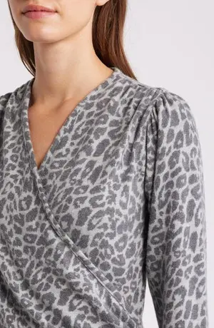 Loveappella Animal Print Wrap Top