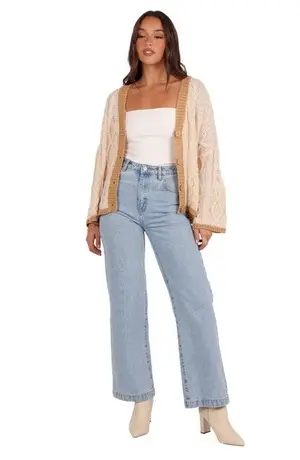 PETAL & PUP Zina Cable Contrast Trapeze Cardigan