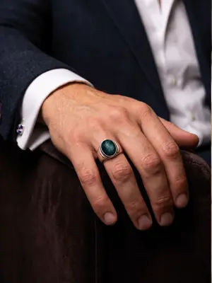 LUVMYJEWELRY Dark Apatite Sterling Silver Signet Ring