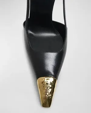 Saint Laurent Jeanne Leather Slingback Pumps - Black