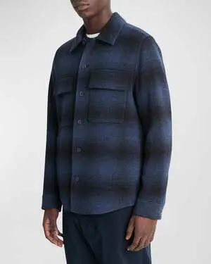 Vince Splittable Plaid Overshirt - Ultramarine