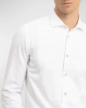 Boglioli Apos;s Yarn-dyed Tuxedo Shirt With Bib - White