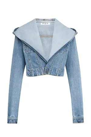 Alaïa Hooded Denim Jacket In Denim-medium