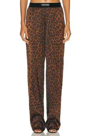 TOM FORD Tom Ford Reflected Leopard Pj Pant In Brown Camel