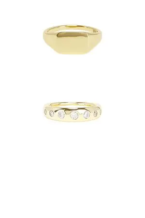 MEGA The Signet Pinky Stack In Metallic Gold - 14k Gold Plated