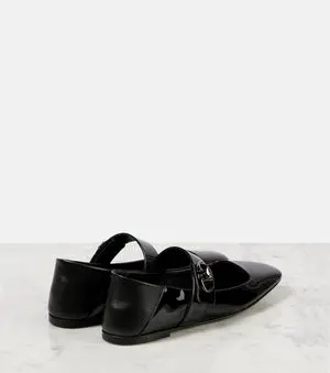 Valentino Garavani Vlogo Locker Patent Leather Mary Jane Flats - Black