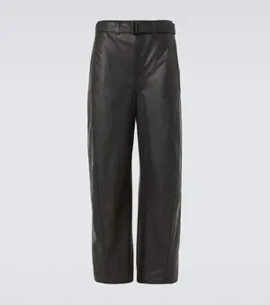 LEMAIRE Twisted Belted Wide-leg Leather Trousers