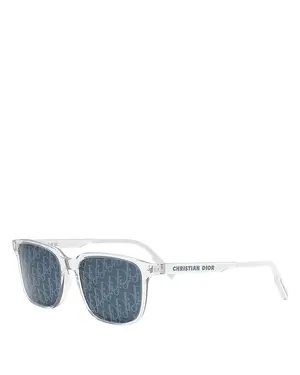Dior Geometric Sunglasses, 54mm - Clear/blue Mirrored Solid
