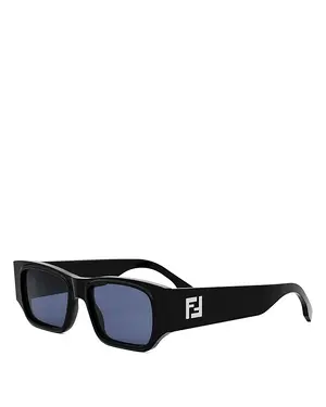 Fendi Ff Squared Rectangular Sunglasses - Black/blue Solid