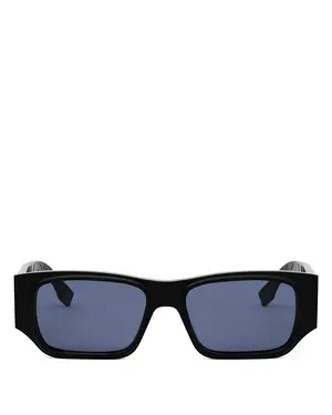 Fendi Ff Squared Rectangular Sunglasses - Black/blue Solid