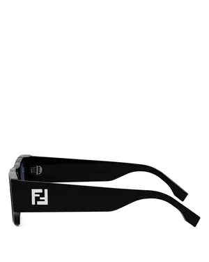 Fendi Ff Squared Rectangular Sunglasses - Black/blue Solid
