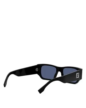 Fendi Ff Squared Rectangular Sunglasses - Black/blue Solid