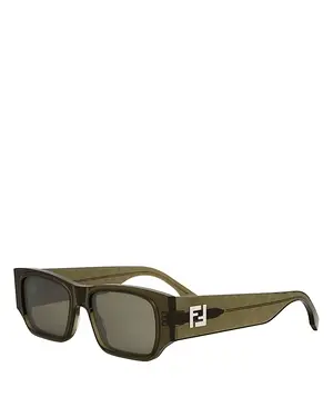 Fendi FF Squared Rectangular Sunglasses Green/green Solid