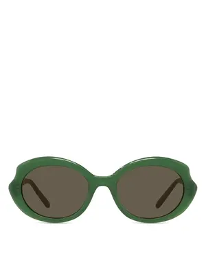 Loewe Slim Geometric Sunglasses - Green/brown Solid
