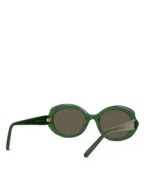Loewe Slim Geometric Sunglasses - Green/brown Solid
