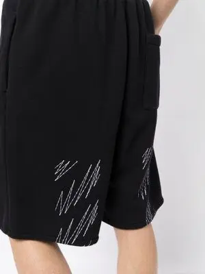 Off-White Diag Cotton Track Shorts - Black