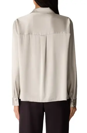 Eileen Fisher Classic Collar Stretch Silk Button-up Shirt
