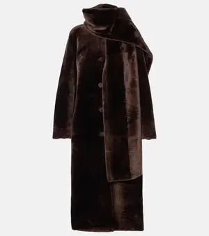 Nour Hammour Daphne Shearling Scarf Coat