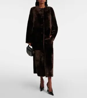 Nour Hammour Daphne Shearling Scarf Coat
