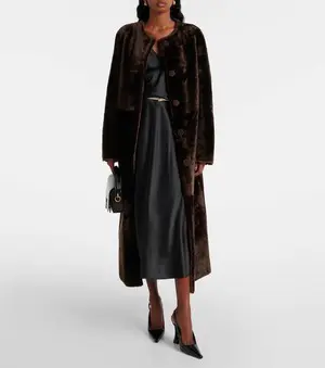 Nour Hammour Daphne Shearling Scarf Coat