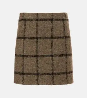 PATOU Checked Wool-blend Tweed Miniskirt - Grey