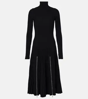 Burberry Pleated Jersey Midi Dress - Black