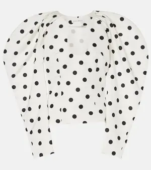 Nina Ricci Polka-dot Taffeta Top - White